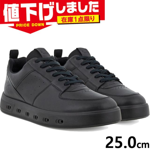 在庫1点限り EU40(25.0cm) エコー メンズ STREET 720 M スニーカー 靴 シューズ 本革 レザー GORE-TEX ゴアテックス 雨晴兼用 透湿 防水 シンプル ブラック 黒 送料無料 ECCO 520814