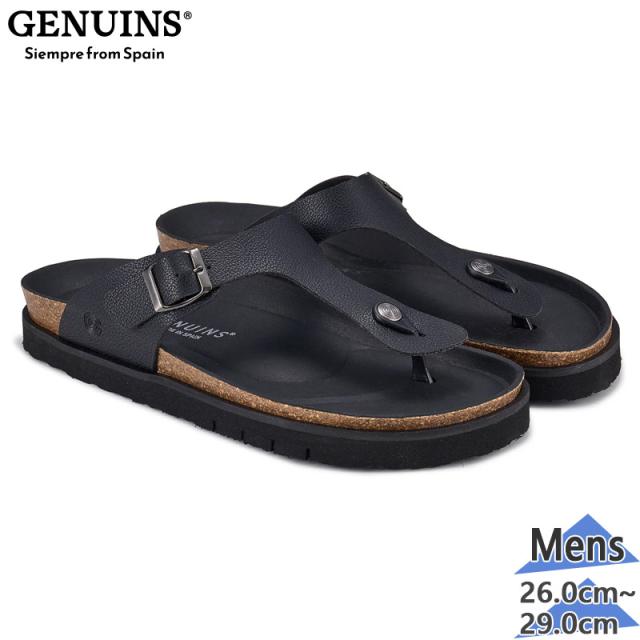 GENUINS メンズ ROSAS ジェニュインズ サンダル 靴 シューズ レザーサンダル トング スペイン製 ブラック 黒 送料無料 GENUINS G105747JT