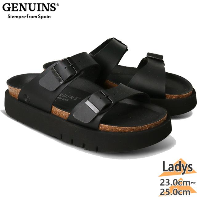 GENUINS レディース TIKA ジェニュインズ サンダル 靴 シューズ フットベットサンダル スペイン製 ブラック 黒 送料無料 GENUINS G105767JT