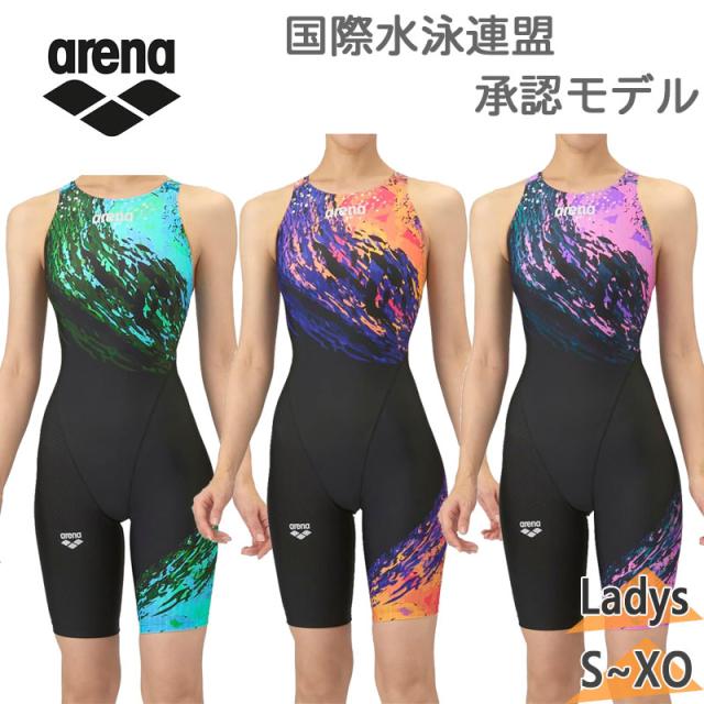 WA承認 アリーナ レディース レーシングワンピーススパッツ(オープンバック・ハーフレッグ) 水泳 競技 競泳 ブラック 黒 送料無料 arena AS5FRC68L