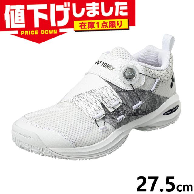 在庫1点限り 27.5cm 4E 幅広 ワイド ヨネックス メンズ レディース パワークッションコンフォート ワイド ダイヤル5 GC テニス シューズ ホワイト 白 送料無料 YONEX SHTCWD5G
