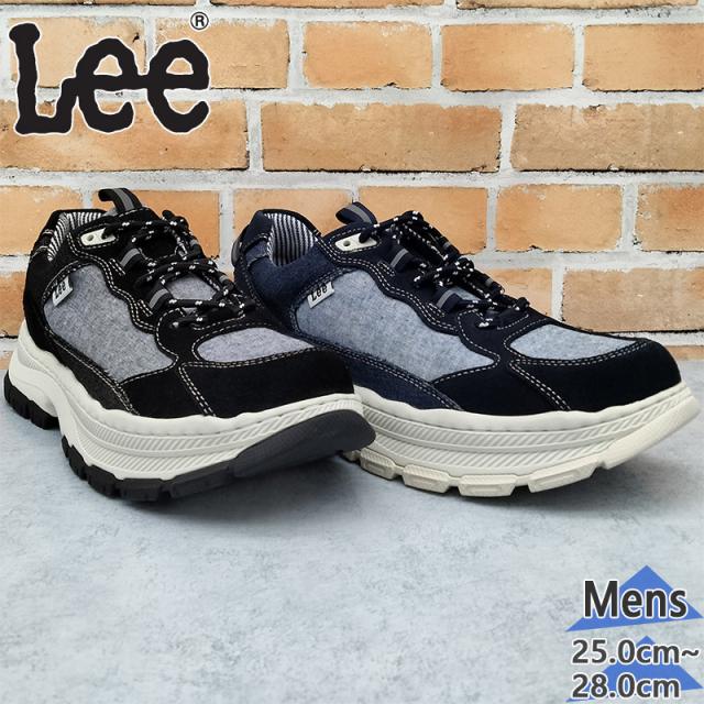 Lee メンズ リー スニーカー 靴 シューズ ローカット 紐靴 カジュアル シンプル 厚底 足長効果 合わせやすい 歩きやすい ブラック 黒 ネイビー 送料無料 Lee E86212