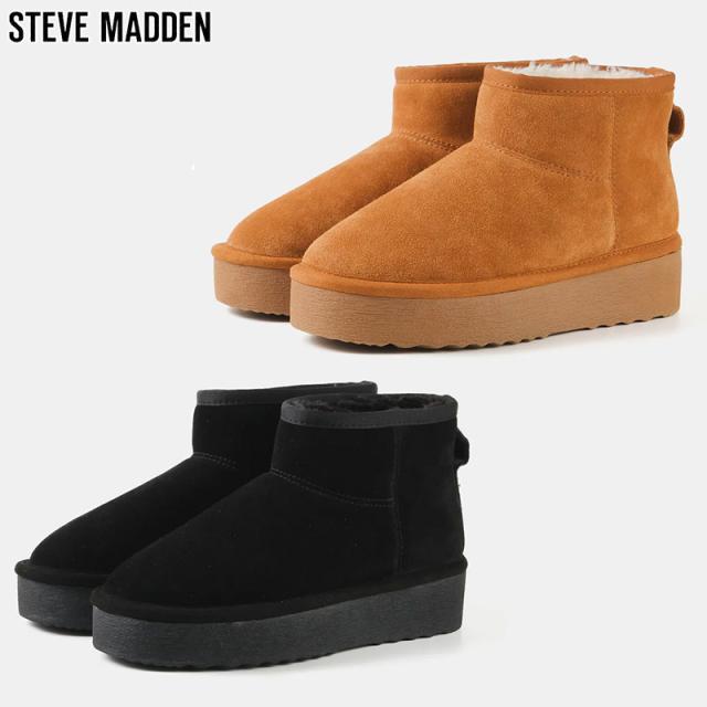 ヒール4.0cm スティーブマデン レディース ボアショートブーツ ブーツ 靴 シューズ ショート おしゃれ ミドル丈 スエード 暖かい 冬 ボリュームソール ブラック 黒 ブラウン 茶色 送料無料 STEVE MADDEN COMFY
