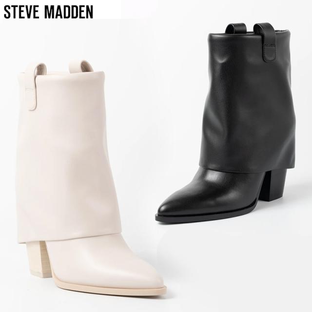 ヒール9cm スティーブマデン レディース サイドゴアショートヒールブーツ ブーツ 靴 シューズ ショート おしゃれ 美脚効果 カバーブーツ スタイルアップ ブラック 黒 ベージュ 送料無料 STEVE MADDEN LARK