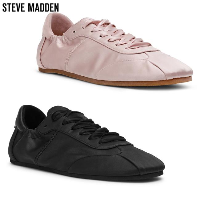 ヒール2cm スティーブマデン レディース サテンレースアップシューズ スニーカー 靴 シューズ カジュアル おしゃれ バレエコア サテン素材 きれいめ ブラック 黒 ピンク 送料無料 STEVE MADDEN ARTISTE-XS
