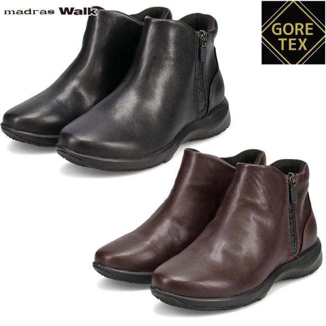 2E マドラスウォーク レディース ブーツ 靴 シューズ ショート おしゃれ 防水 透湿 ゴアテックス 雨 雪 ファスナー 黒 茶色 送料無料 madras Walk MWL2223
