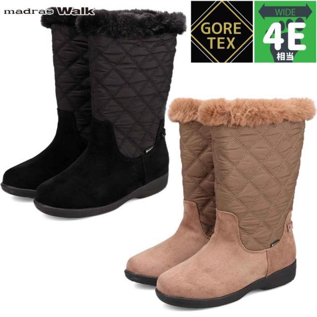 4E 幅広 ワイド マドラスウォーク レディース ブーツ 靴 シューズ 防水 透湿 キルティング ハーフ丈 ファーブーツ 冬 雨 雪 送料無料 madras Walk MWL2232