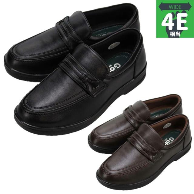 4E 幅広 ワイド ゴルフ メンズ カジュアルスリッポンシューズ 靴 シューズ カジュアル ビジネス 軽量 軽い 普段履き 旅行 お出かけ 通勤 ブラック 黒 ブラウン 茶色 送料無料 GOLF GF8603
