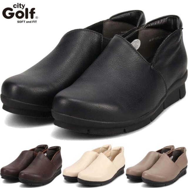 3E 幅広 ワイド ゴルフ レディース City Golf ソフトな1枚革仕様 ゆったり足入れのカジュアルシューズ 靴 シューズ カジュアル おしゃれ ホワイト 白 ブラック 黒 ブラウン 茶色 送料無料 GOLF GFL20136