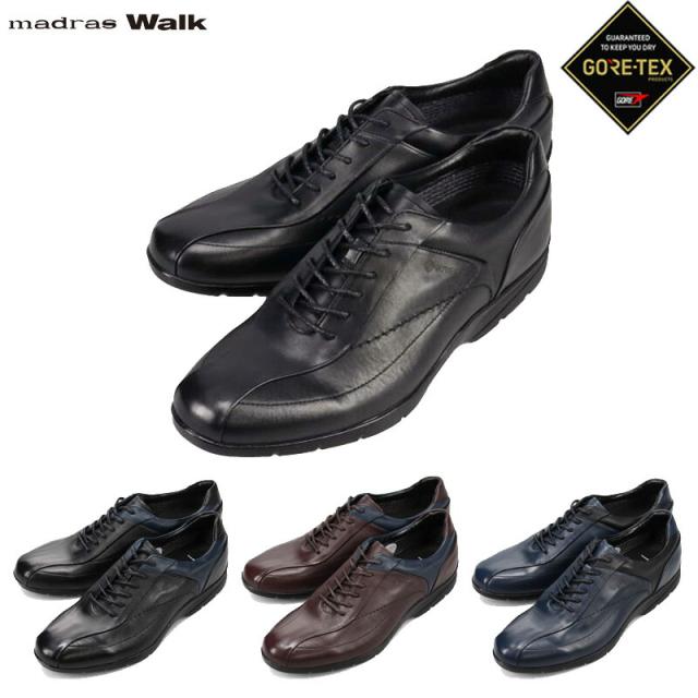 3E相当 幅広 ワイド マドラスウォーク メンズ 全天候快適なレースアップカジュアルシューズ 靴 シューズ ゴアテックス 防水 透湿 ブラック 黒 ネイビー ブラウン 茶色 送料無料 madras Walk MW7700