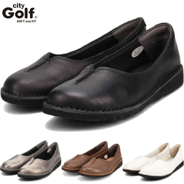 3E 幅広 ワイド ゴルフ レディース シティゴルフ オブリ—クラスト パンプス 靴 シューズ カジュアル 軽量 軽い 牛革 本革 履きやすい 歩きやすい ホワイト 白 ブラック 黒 ブラウン 茶色 送料無料 GOLF GFL20132