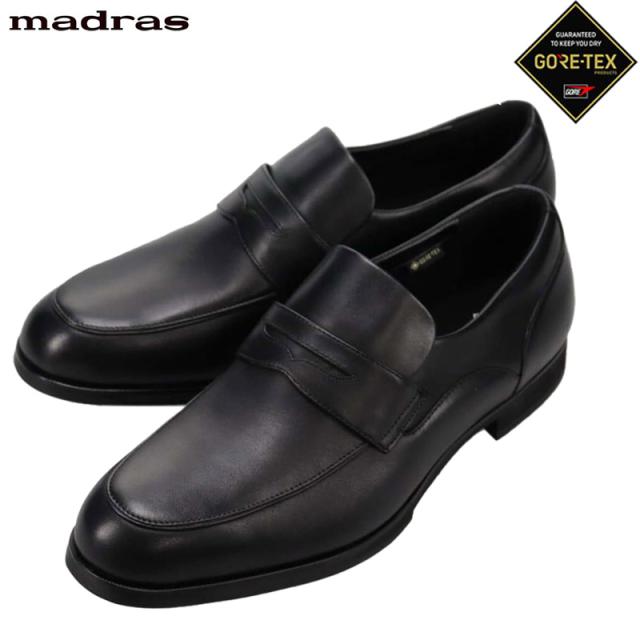 4E 幅広 ワイド マドラスウォーク メンズ 全天候快適 ローファー ビジネス 靴 シューズ 防水 GORE-TEX ゴアテックス 本革 レザー 蒸れにくい ブラック 黒 送料無料 madras Walk MW9903