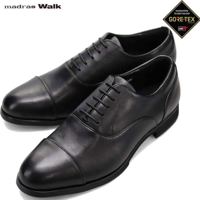 4E 幅広 ワイド マドラスウォーク メンズ 全天候快適 内羽根ストレートチップドレスシューズ ビジネス 靴 シューズ 防水 本革 レザー 冠婚葬祭 結婚式 ブラック 黒 送料無料 madras Walk MW9900