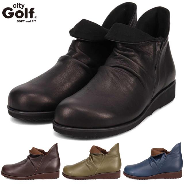 5E 超幅広 ワイド ゴルフ レディース ブーツ 靴 シューズ ショート おしゃれ カジュアル 牛革 2WAY ブラック 黒 ネイビー ブラウン カーキ 茶色 送料無料 GOLF GFL5305