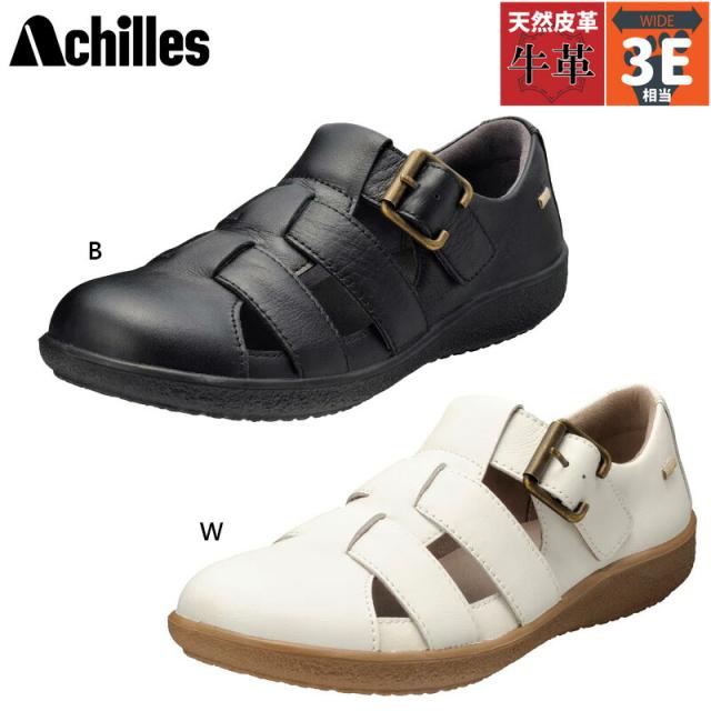 3E 幅広 ワイド アキレス ソルボ レディース C 554 靴 シューズ カジュアル おしゃれ グルカシューズ 本革 牛革 ブラック 黒 送料無料 ACHILLES SORBO ASC5540
