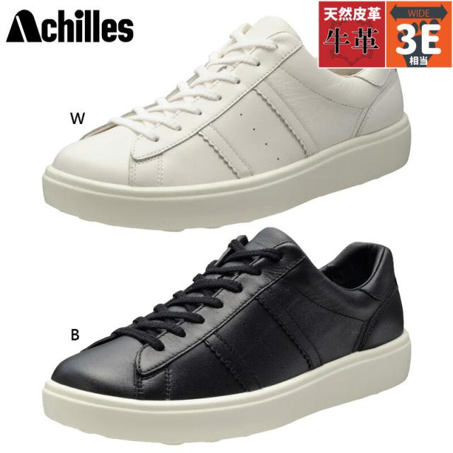 3E 幅広 ワイド アキレス ソルボ レディース N 511 スニーカー 靴 シューズ 本革 牛革 カジュアル スポーティー ホワイト 白 ブラック 黒 送料無料 ACHILLES SORBO ANF5110