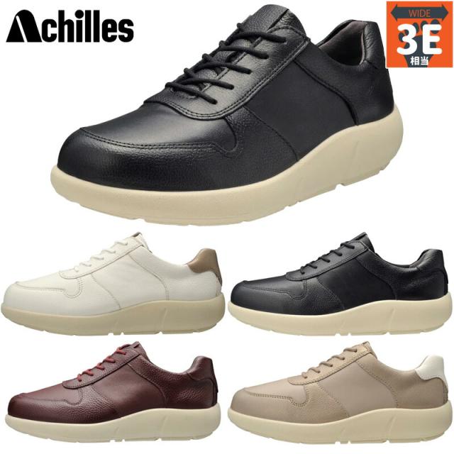 3E 幅広 ワイド アキレス ソルボ レディース C 528 スニーカー 靴 シューズ 本革 牛革 撥水 サイドファスナー付き ブラック 黒 ゴールド 送料無料 ACHILLES SORBO ASC5280