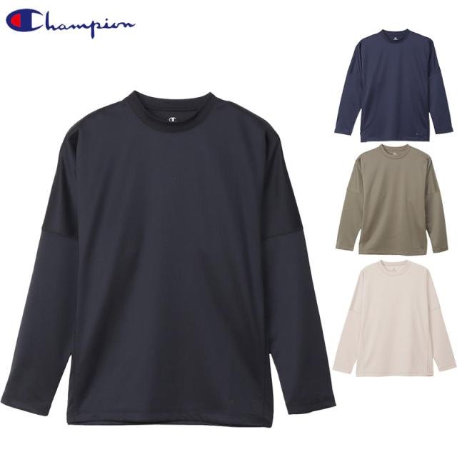 チャンピオン メンズ リカバリーウェア ロングスリーブTシャツ アパレル トップス 長袖 吸汗速乾 抗菌 防臭 血行促進 ブラック 黒 ネイビー ベージュ カーキ 送料無料 Champion C3-CS490