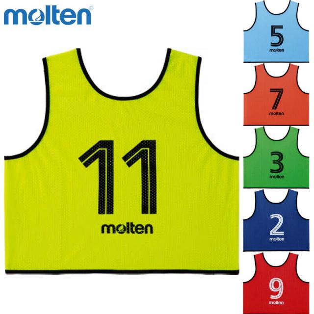 モルテン メンズ レディース ゲームベスト10枚セット (番号2-11) サッカー アクセサリー 競技 アパレル ブルー レッド 青 赤 イエロー オレンジ グリーン 黄色 緑 送料無料 molten GS0113