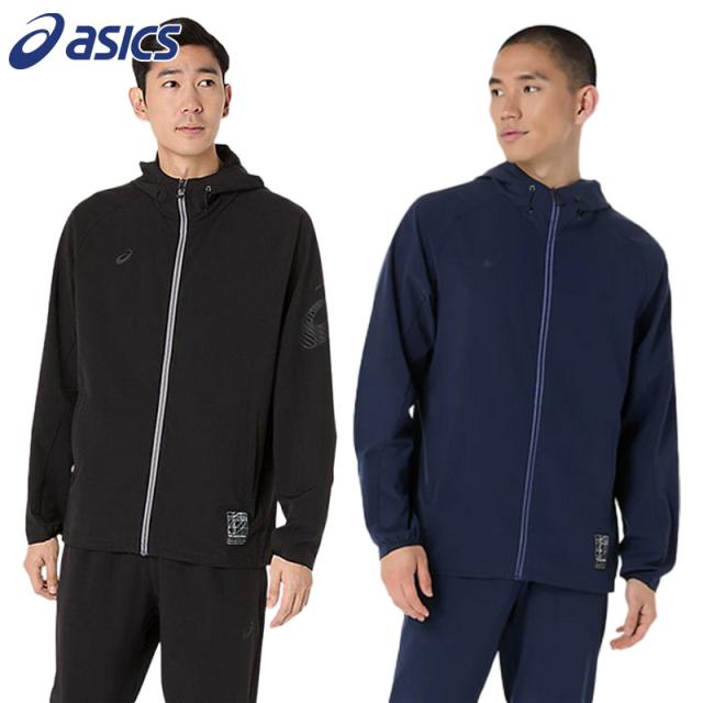 アシックス メンズ はっ水ストレッチウーブンフーディー アパレル はっ水 スポーツウェア ジップアップ フィットネス ブラック 黒 ネイビー 送料無料 asics 2031F167
