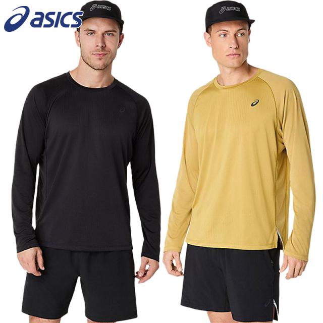 アシックス メンズ ACTIBREEZE ジャカード長袖シャツ アパレル Tシャツ トレーニングウェア フィットネス ジム ロンT ブラック 黒 イエロー 黄色 送料無料 asics 2031F120