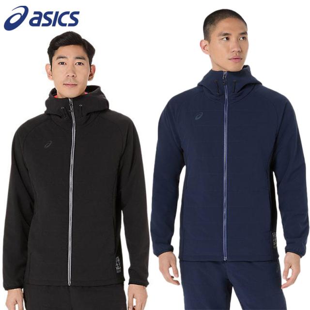 アシックス メンズ ハイブリッド中わたフリースフーディー アパレル トレーニング トップス 長袖 パーカー 吸湿発熱 保温 防寒 撥水 運動 スポーツ ブラック 黒 ネイビー 送料無料 asics 2031F172