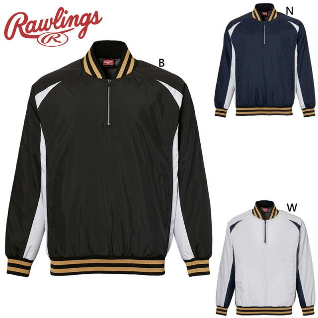 ローリングス メンズ VジャンLS 野球 ウェア 競技 ベースボール スポーツ ハーフジップ 防寒 長袖 薄綿入り トップス ホワイト 白 ブラック 黒 ネイビー 送料無料 RAWLINGS ATP14SV1
