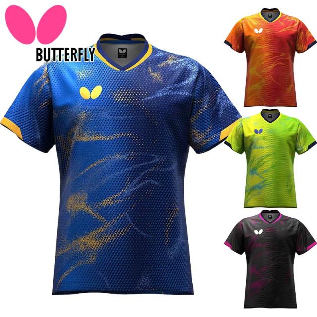 バタフライ メンズ レディース エリスター12・シャツ 卓球 ウェア 競技 トップス 半袖 吸水速乾 伸縮 運動 スポーツ ブラック 黒 ブルー レッド 青 赤 グリーン 緑 送料無料 Butterfly 47120