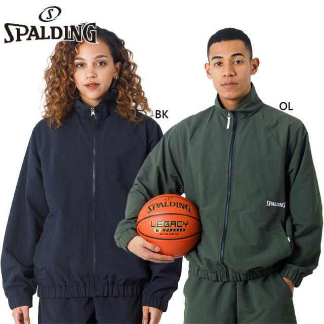 スポルディング スポーツ メンズ レディース コートサイド 布帛ジャケット バスケットボール ウェア 競技 ジャケット アウター 長袖 ブラック 黒 カーキ 送料無料 spalding SMJ22140