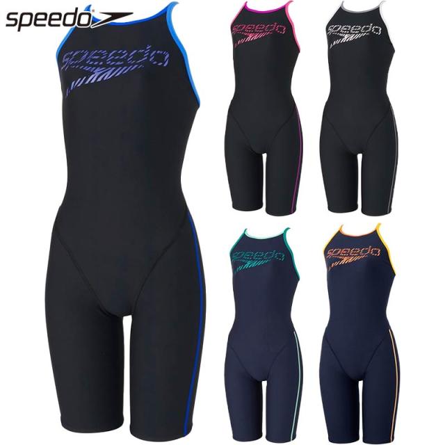 スピード レディース ZEBRA STACK T-KNEE 水泳 ウェア 競技 水着 ストレッチ 運動 スポーツ ホワイト 白 ブルー 青 ピンク オレンジ グリーン 緑 送料無料 speedo STW12450