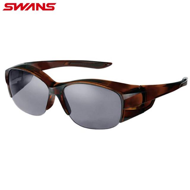 スワンズ メンズ レディース Over Glass ハーフリム 偏光レンズモデル アクセサリー スポーツサングラス UVカット ミラー メガネ対応 ブラウン 茶色 送料無料 SWANS OG5-0751
