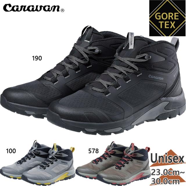 3E 幅広 ワイド キャラバン メンズ レディース C1_DL MID スニーカー 靴 シューズ トレッキング 登山 防水 ブラック 黒 グレー カーキ 灰色 送料無料 Caravan 0010122