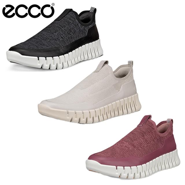 エコー レディース ECCO gruuv easy-slip w スニーカー 靴 シューズ レザー ニット 超軽量 ステップイン フィット 伸縮 ブラック 黒 ピンク ベージュ 送料無料 ECCO 218333