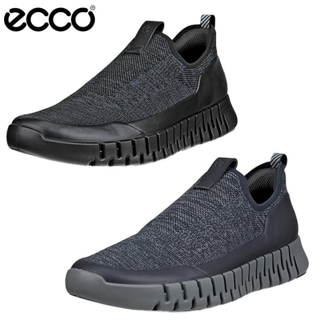 エコー メンズ ECCO gruuv easy-slip men スニーカー 靴 シューズ ニット 通気性 軽量 反射ディテール フィット イージースリップ ブラック 黒 グレー 灰色 送料無料 ECCO 525284