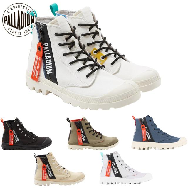 パラディウム メンズ レディース PAMPA HI OUTZIP OVERLAB スニーカー 靴 シューズ フレンチミリタリー サイドジップ コットン ホワイト 白 ブラック 黒 ブルー 青 送料無料 PALLADIUM 78725