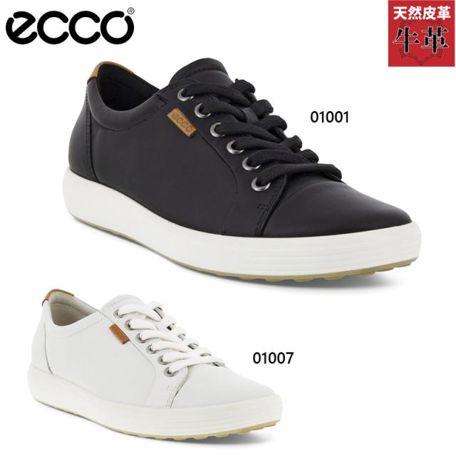 エコー レディース SOFT 7 W スニーカー 靴 シューズ 牛革 本革 レースアップ ホワイト 白 ブラック 黒 送料無料 ECCO 430003