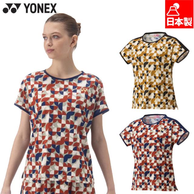ヨネックス レディース ウィメンズゲームシャツ バドミントン ウェア 競技 テニス 半袖 トップス 吸汗速乾 UVカット 日本製 レッド ブラウン 赤 茶色 送料無料 YONEX 20903