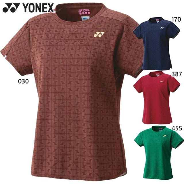ヨネックス レディース ウィメンズゲームシャツ テニス バドミントン ウェア 競技 半袖 トップス 吸汗速乾 制電 ネイビー ブラウン グリーン 茶色 緑 送料無料 YONEX 20798