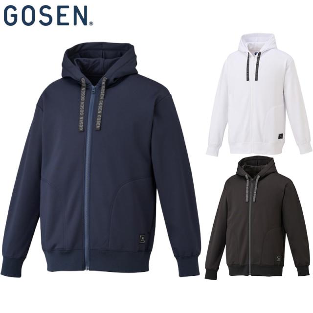 ゴーセン メンズ レディース 裏起毛ストレッチジップアップパーカー テニス 競技 ウェア トップス 長袖 運動 スポーツ ホワイト 白 ブラック 黒 ネイビー 送料無料 GOSEN W2540