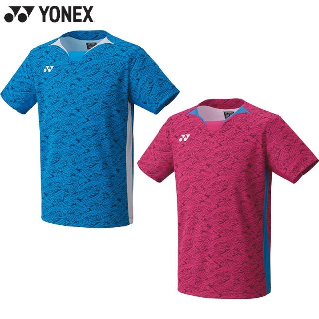 ヨネックス メンズ メンズゲームシャツ(フィットスタイル) バドミントン ウェア 競技 半袖 トップス UVカット 吸汗速乾 ストレッチ 制電 グレー ブルー 青 灰色 送料無料 YONEX 10613
