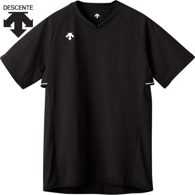 デサント メンズ レディース 半袖バレーボールピステ バレーボール ウェア 競技 トップス ピステ 半袖 トレーニング 練習 部活 ブラック 黒 送料無料 DESCENTE DV5SWB01U