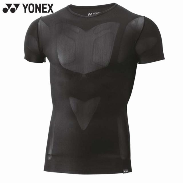 ヨネックス メンズ レディース ユニVネック半袖シャツ バドミントン ウェア 競技 インナー 半袖 アンダーウェア UVカット ストレッチ 黒 ブラック 黒 送料無料 YONEX STBA1022