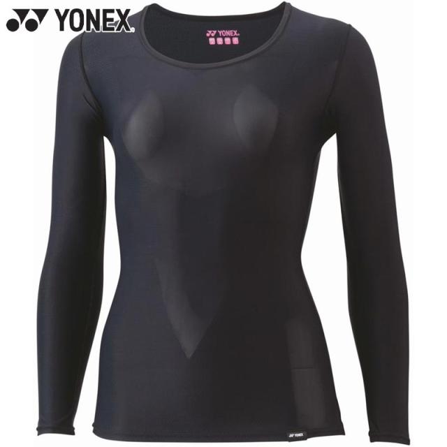 ヨネックス レディース ウィメンズUネック長袖シャツ バドミントン ウェア 競技 インナー アンダーウェア UVカット ストレッチ 黒 ブラック 黒 送料無料 YONEX STBA1513