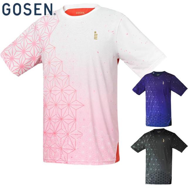 ゴーセン メンズ レディース ゲームシャツ テニス ウェア 競技 トップス 半袖 吸汗速乾 ストレッチ 運動 スポーツ ホワイト 白 ブラック 黒 ネイビー 送料無料 GOSEN T2500