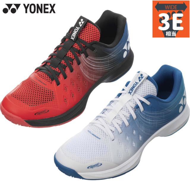 3E 幅広 ワイド ヨネックス メンズ レディース パワークッションエアラスダッシュ4 GC 靴 シューズ テニス 競技 クレー・砂入り人工芝用 ホワイト 白 レッド 赤 送料無料 YONEX SHTAD4GC