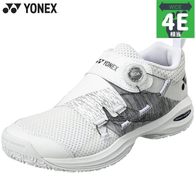 4E 幅広 ワイド ヨネックス メンズ レディース パワークッションコンフォート ワイド ダイヤル5 GC テニス 靴 シューズ 競技 クレー 砂入り人工芝 ホワイト 白 送料無料 YONEX SHTCWD5G