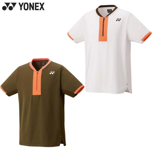 ヨネックス メンズ レディース ユニゲームシャツ バドミントン ウェア 競技 トップス 半袖 吸汗速乾 UVカット 制電 運動 スポーツ ホワイト 白 ブラウン 茶色 送料無料 YONEX 10626