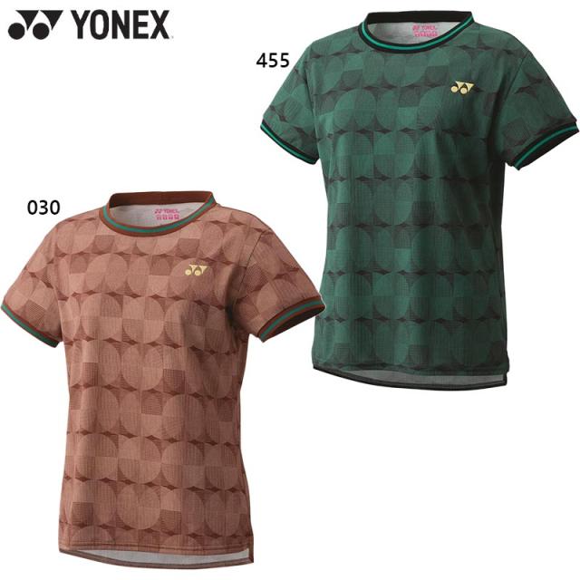 ヨネックス レディース ウィメンズゲームシャツ テニス ウェア 競技 トップス 半袖 UVカット 吸汗速乾 制電 運動 スポーツ ブラウン グリーン 茶色 緑 送料無料 YONEX 20806