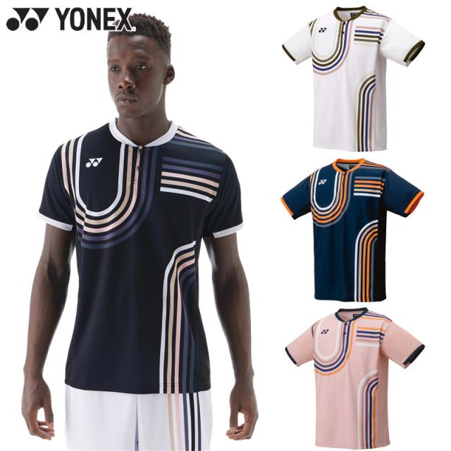 ヨネックス メンズ メンズゲームシャツ バドミントン テニス ウェア 競技 半袖 トップス 吸汗速乾 UVカット 制電 ストレッチ ブラック 黒 ネイビー ピンク 送料無料 YONEX 10639