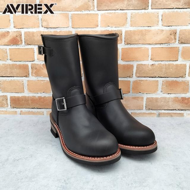 アビレックス メンズ レディース HORNET HI ホーネット エンジニアブーツ ブーツ ロング 靴 シューズ バイカー バイク 本革 レザー カジュアル ブラック 黒 送料無料 AVIREX AV2230